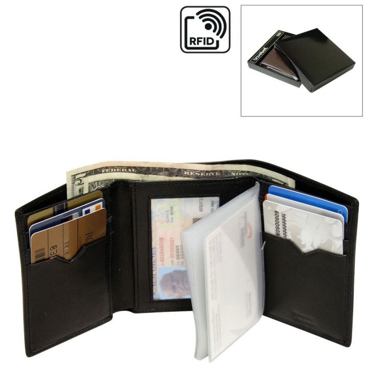 Custom RFID Tri-Fold Lamb Skin Wallet