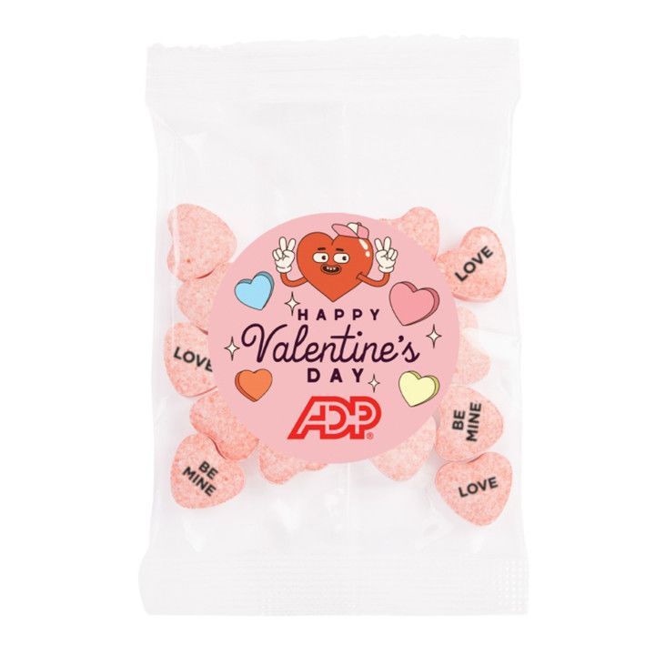 Custom 1/2 oz. Snack Pack - Imprinted Conversation Hearts