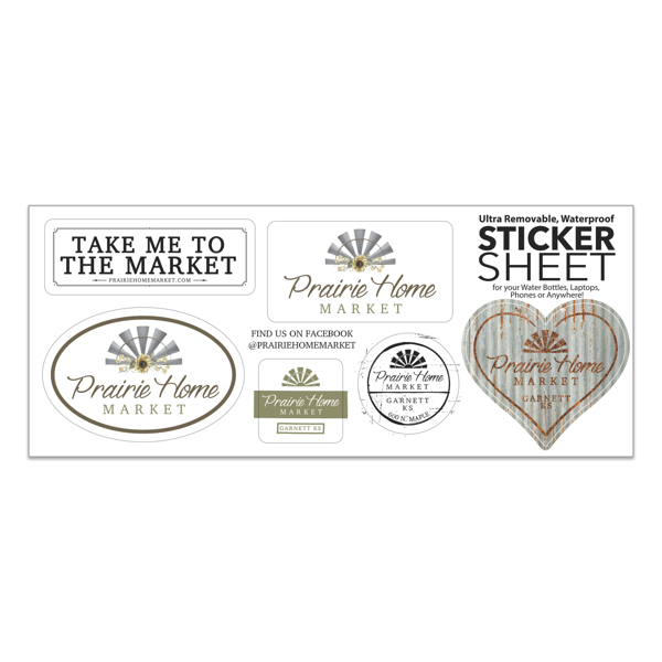 Custom Select Your Sticker Sheet Small 3 3/4" x 9" White Vinyl - Layout-S3