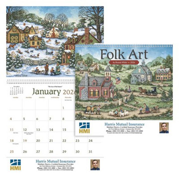 Folk Art Calendar with Imprint | Wholesale Calendars Customized