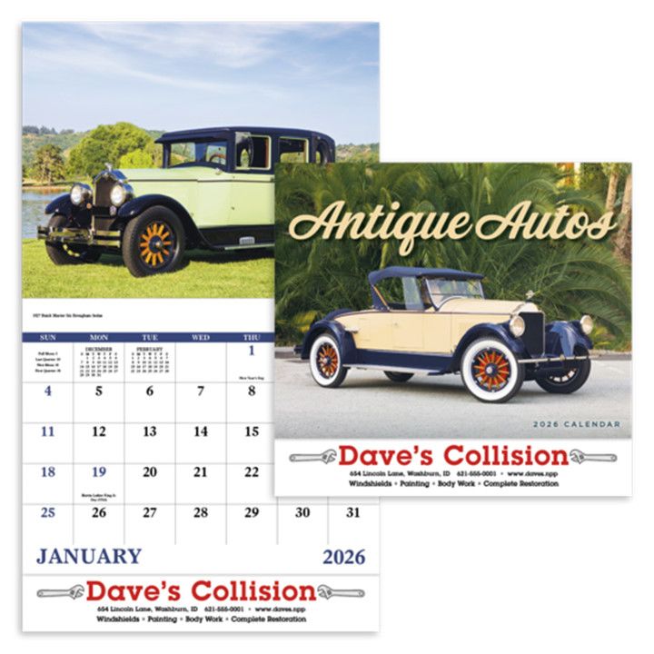 Antique Auto Promotional Calendar | Customizable Calendars in Bulk