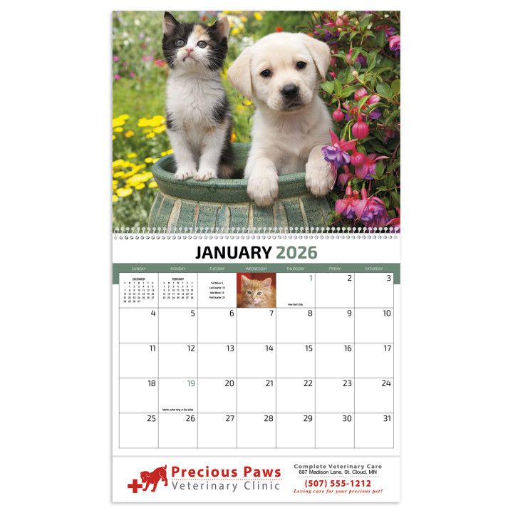 Custom Four Paws Appointment Calendar - Spiral