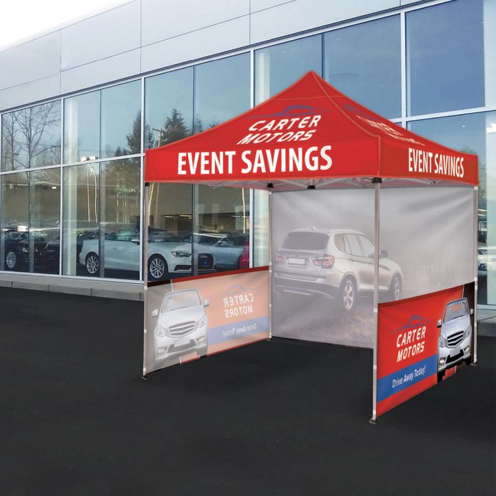 Custom 10' Square Tent W/ One Full Wall & Two Half Walls