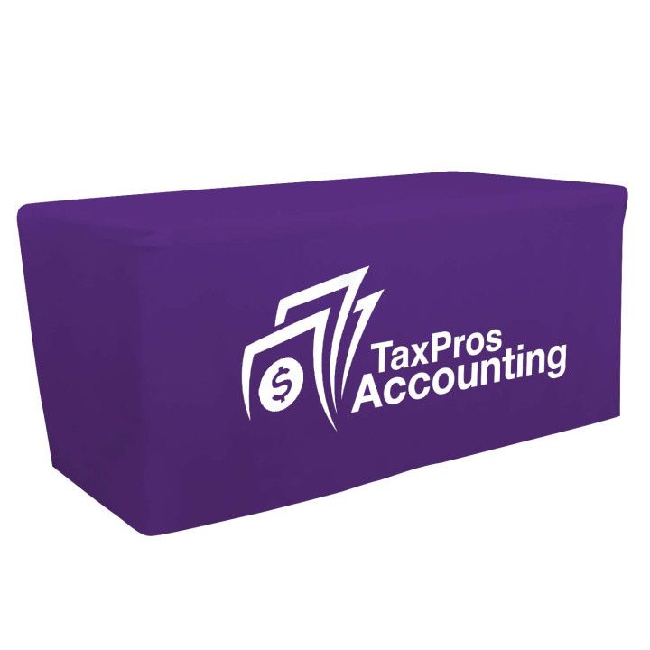 6 Foot Fitted Table Throw with Logo | Imprinted Tablecloths