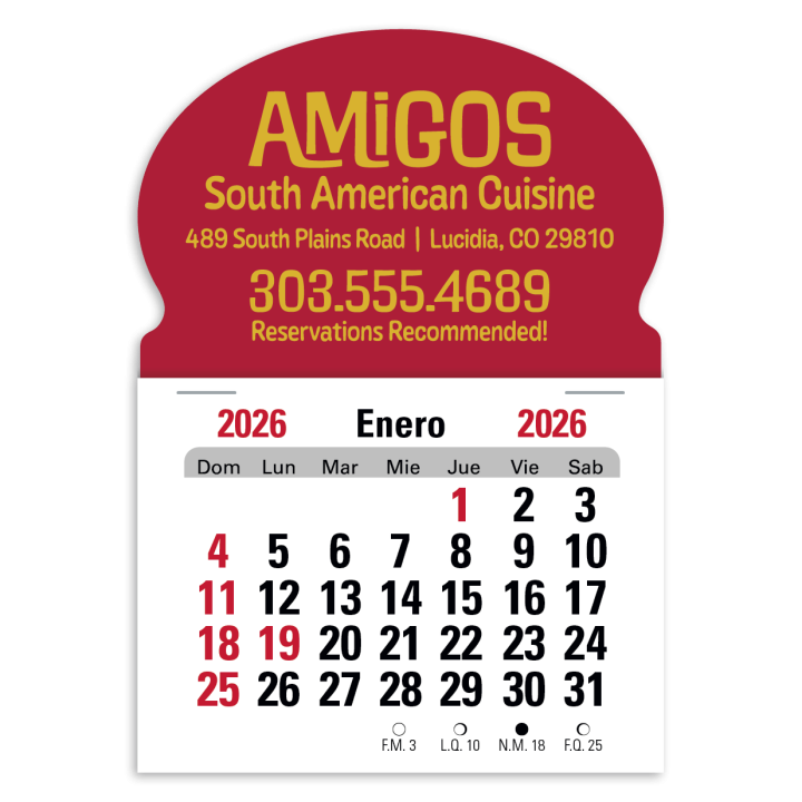 Custom Spanish Press-N-Stick Calendar