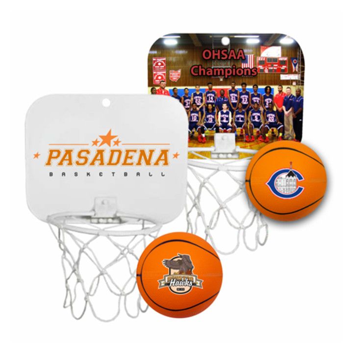 Custom Mini Basketball Backboard w/4" Imprinted Foam Basketball