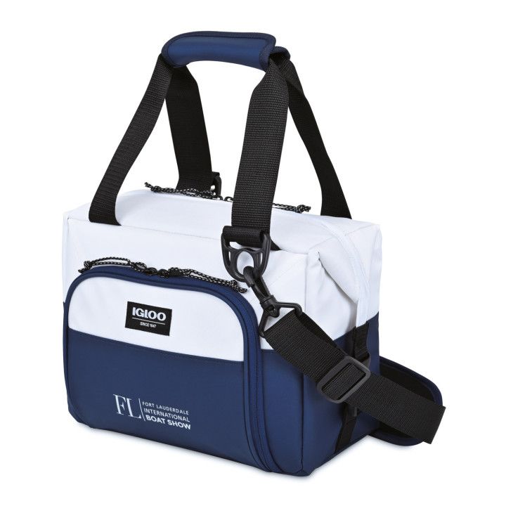 Custom Igloo Seadrift Snap Down 12 Can Cooler - Navy-White