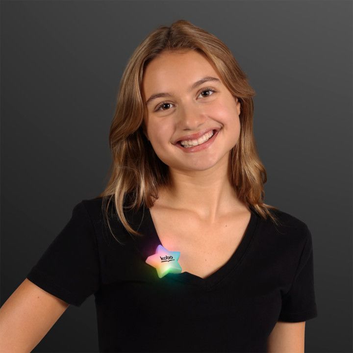 Custom Multicolor LED Glow Star Clip-On Light Badge