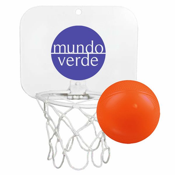 Custom Mini Basketball Backboard w/Unimprinted Vinyl Basketball