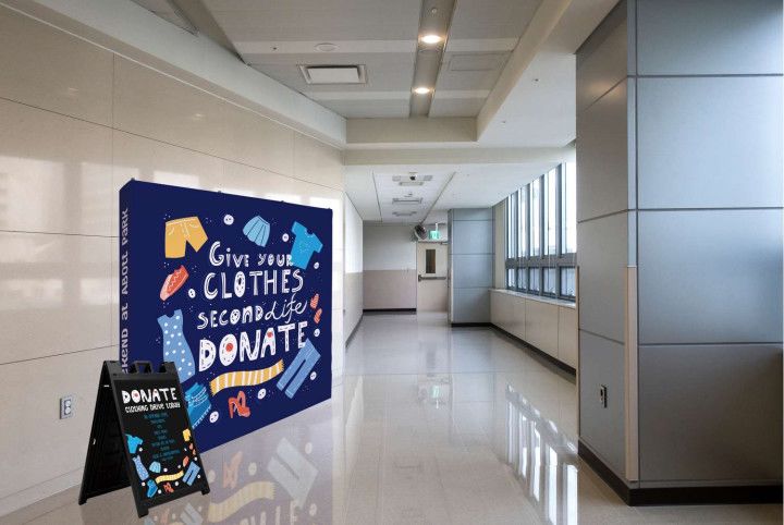 Custom 8' Straight Splash Floor Display Wrap Kit (Recycled Polyester Knit)