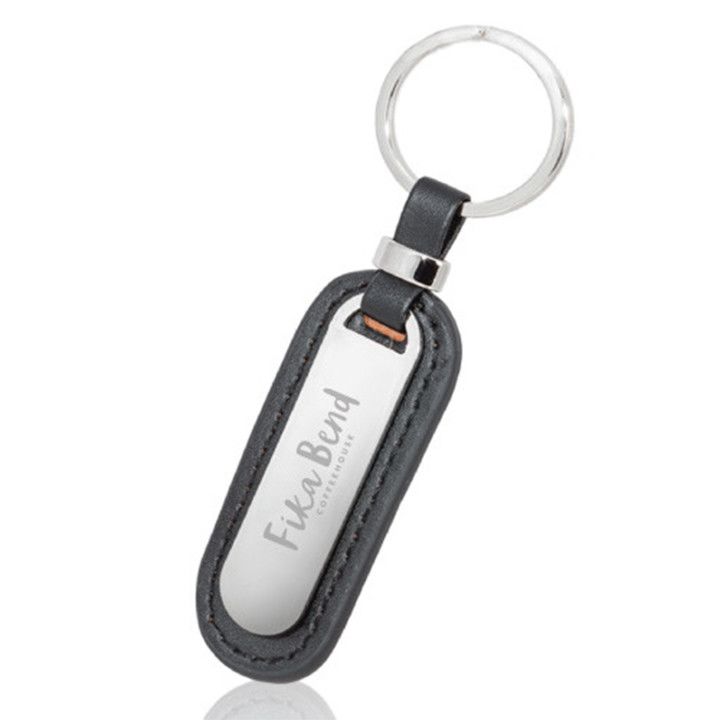 Custom Executive Metal & Faux Leather Keychains