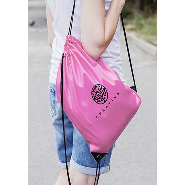 Custom Black Trim Drawstring Bags