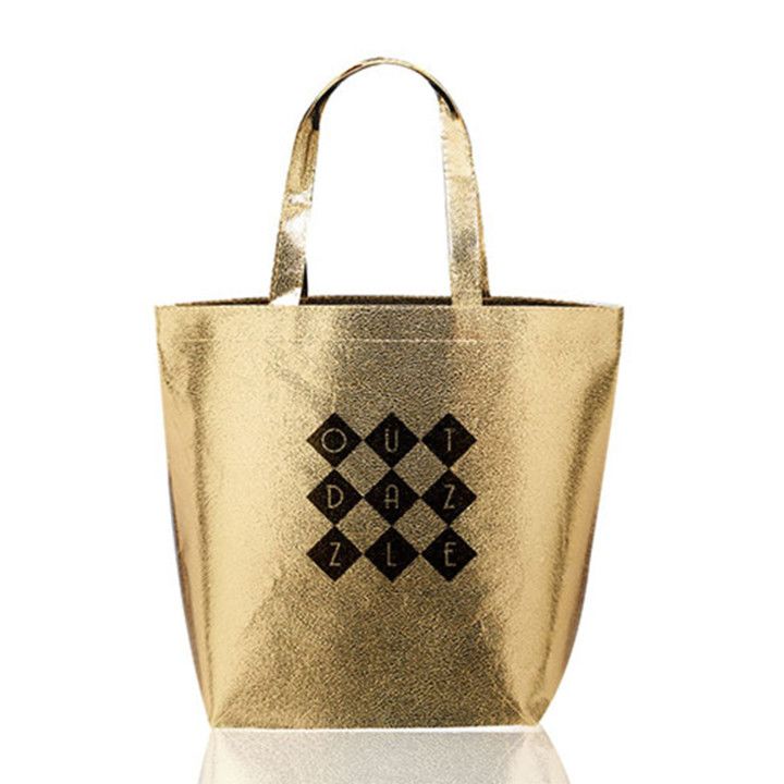 Custom Metallic Non Woven Tote Bag with 45 cm Handles