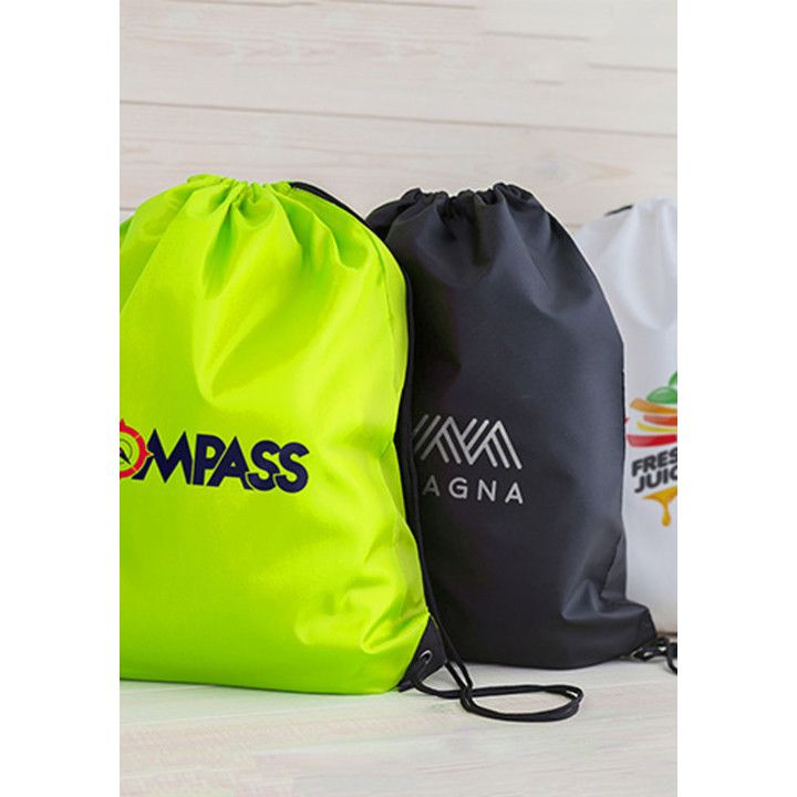 Custom Black Trim Drawstring Bags