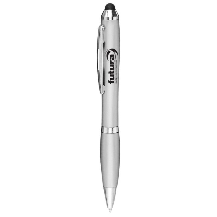 Custom Plastic Stylus Click Pens with Silver Accents