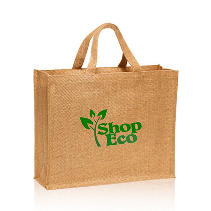 Custom Large Natural Jute Tote Bag with Gusset