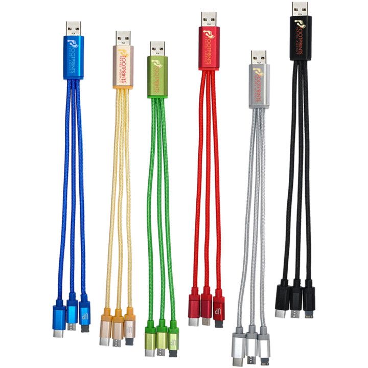 Custom Metallic 3-in-1 Charging Cable