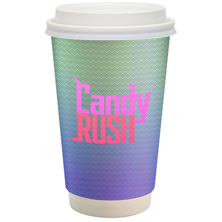 Custom 16 oz Full Color Paper Cup with Lid