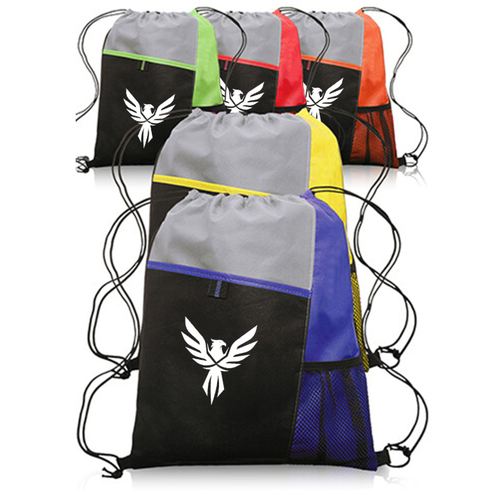 Custom Mesh Pocket Drawstring Backpack