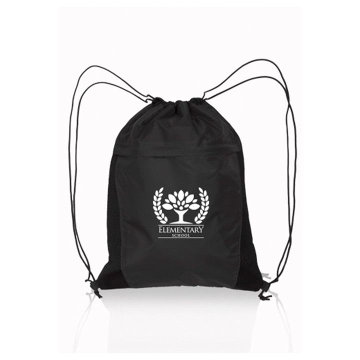 Custom Mesh Accent Drawstring Backpacks