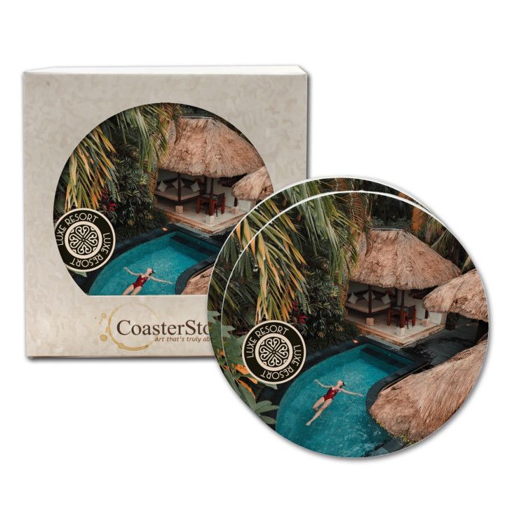 Custom Round Stone Coaster 2 Pack - 4 Absorbent