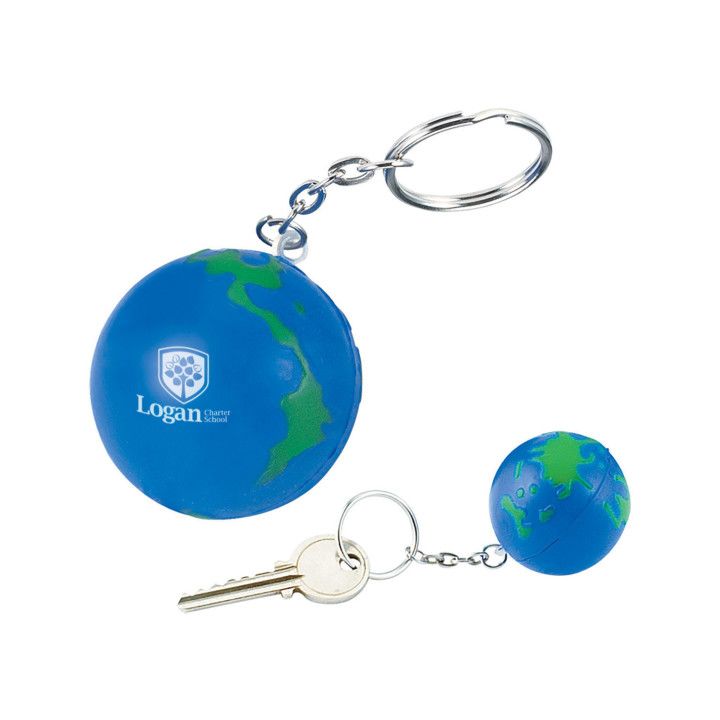 Custom Globe Earth Stress Ball Keychain