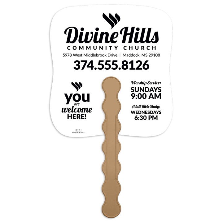 Custom Little White Church Pictorial Fan