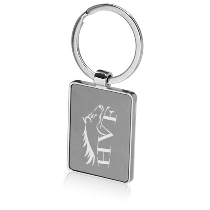 Custom Two Tone Rectangular Metal Keychains
