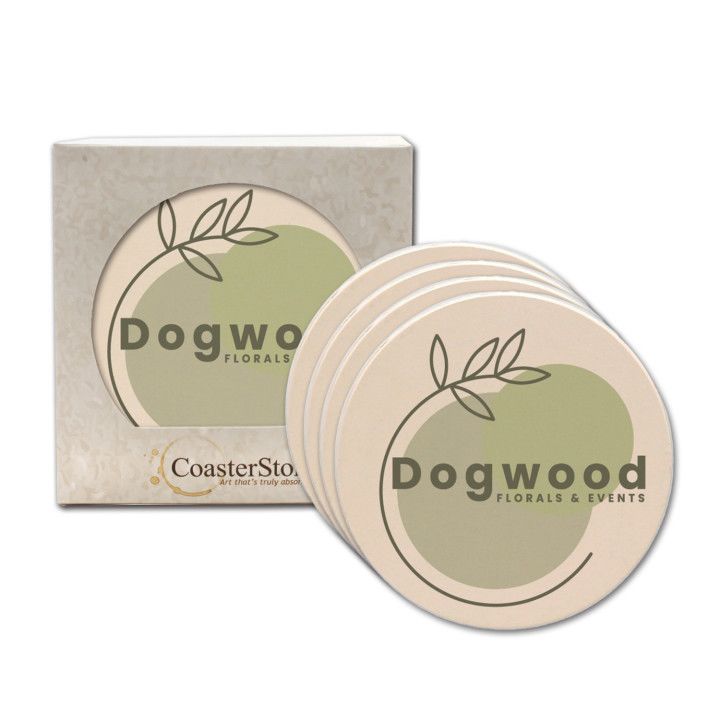 Custom Round Stone Coaster 4 Pack - 4 Absorbent