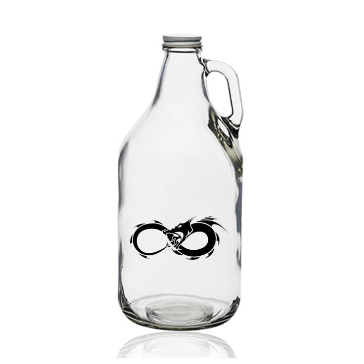 Custom 64 oz Clear Glass Beer Growler with Handle
