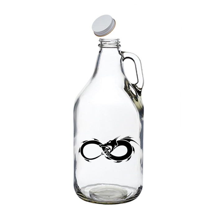 Custom 64 oz Clear Glass Beer Growler with Handle