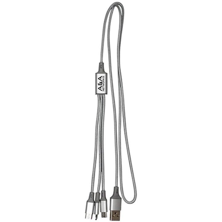 Custom Metallic 3 in 1 Cable with Type C USB