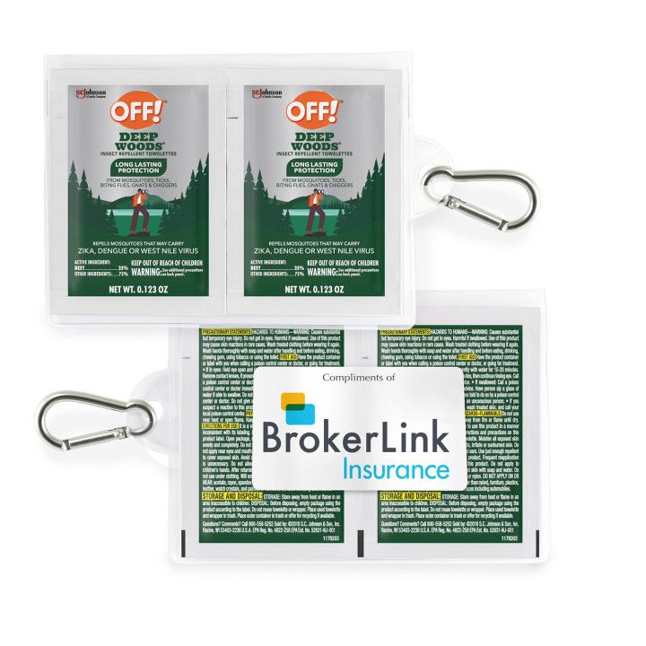 Custom Gopac Insect Repellent Wipes with Carabiner - 2 Pack