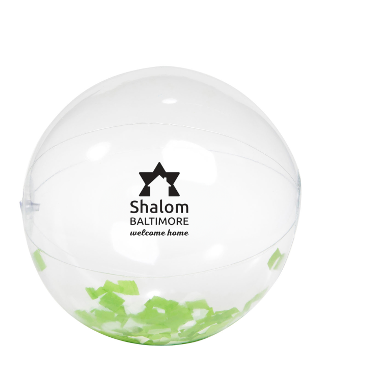 Custom 16" Green & White Confetti Clear Beach Ball