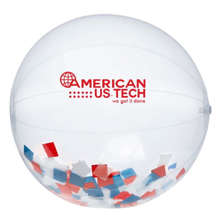 Custom 16" Red, White & Blue Confetti Clear Beach Ball