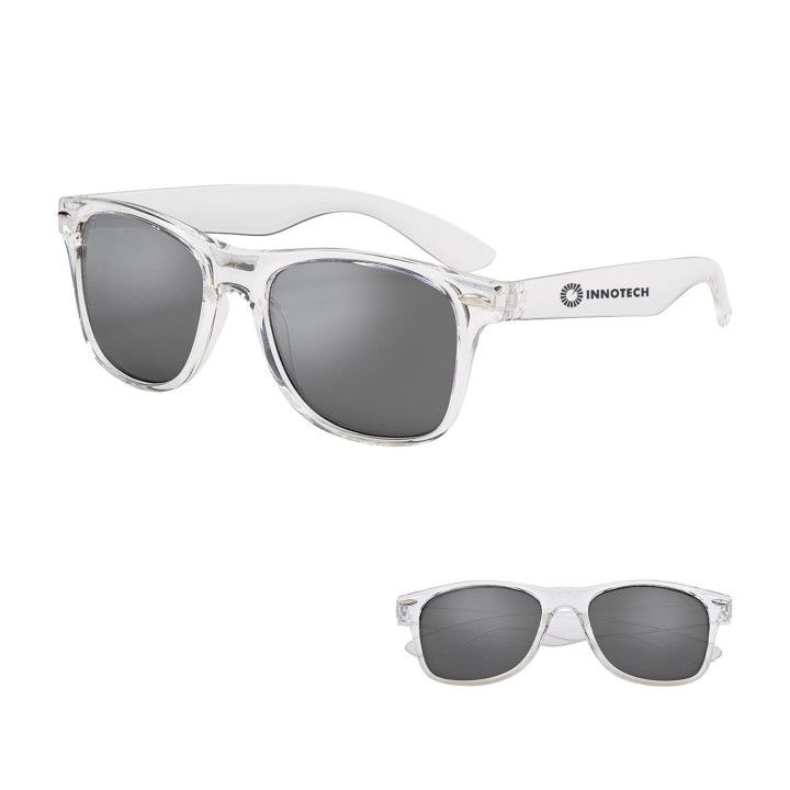 Custom Mirrored Clear Frame Malibu Sunglasses