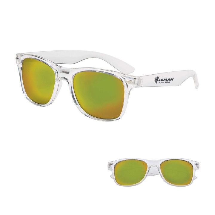 Custom Mirrored Clear Frame Malibu Sunglasses