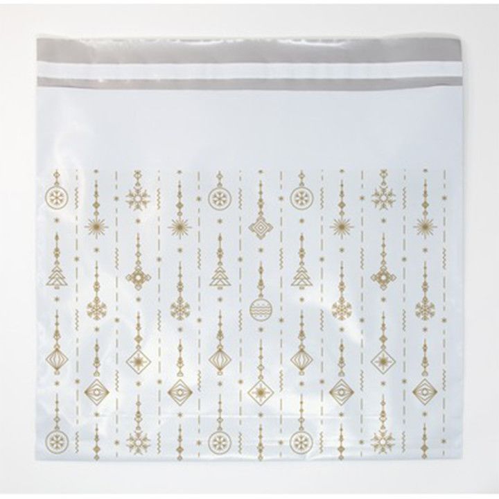 Pre-Designed Holiday Gold Poly Mailers - 10" x 12"