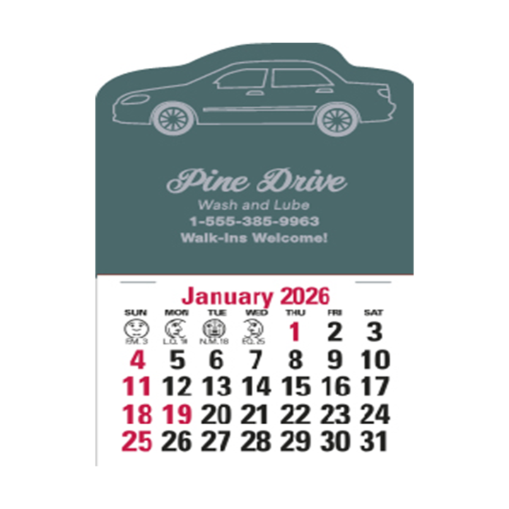 Custom Press-N-Stick Car Header Calendar