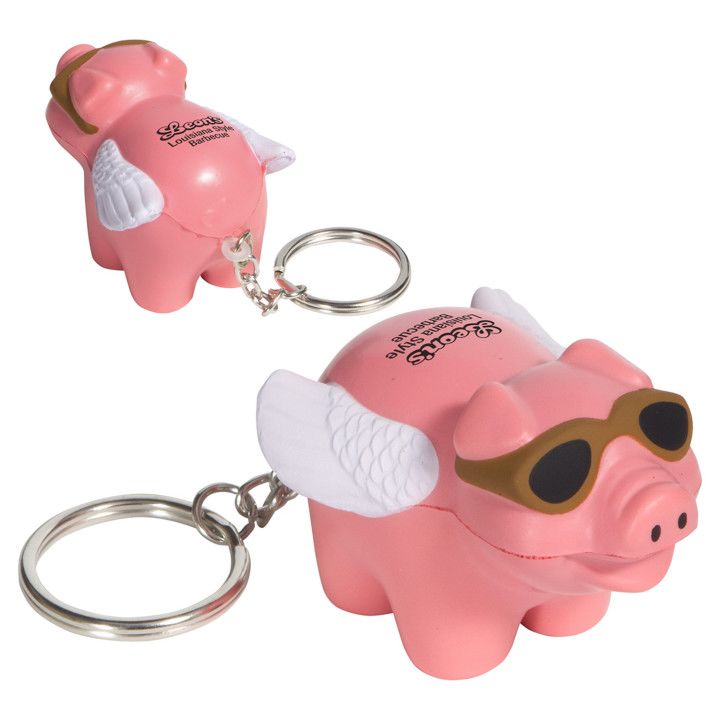 Custom Flying Pig Stress Key Chain