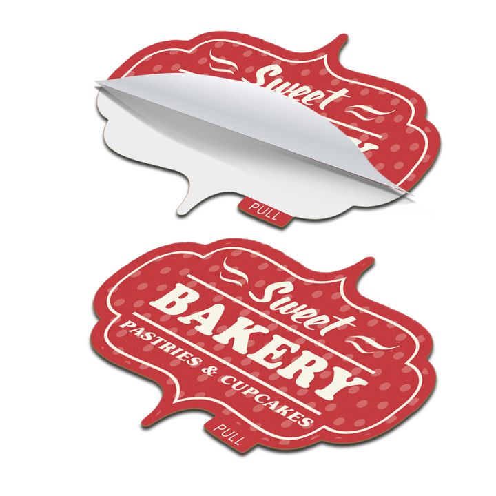 Custom 3 x 2 Vinyl Die Cut Sticker Pull Tab 6 mil