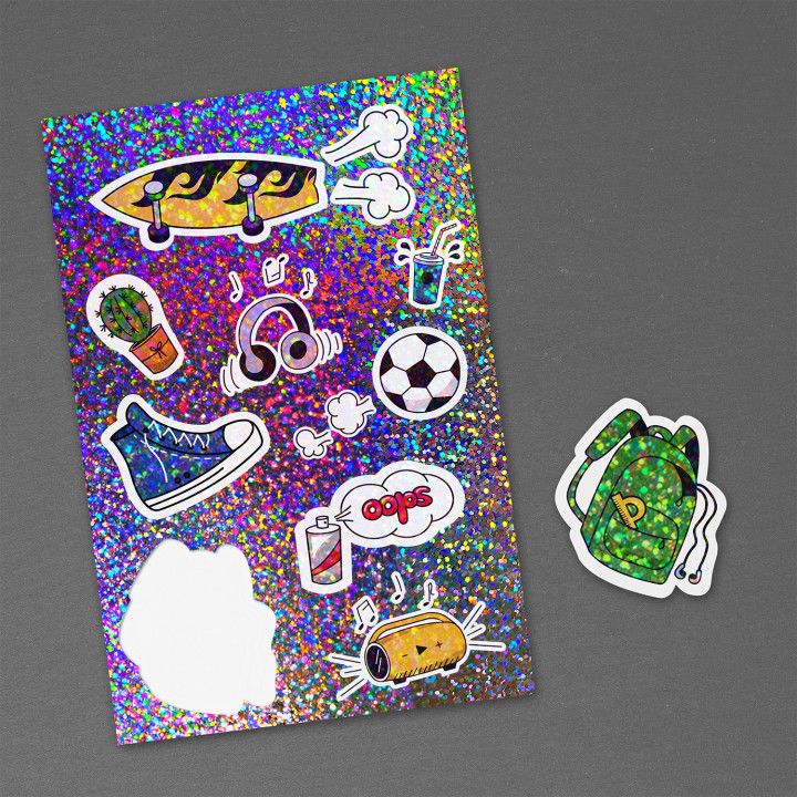 Custom 6 x 9 Glitter Sticker Sheet