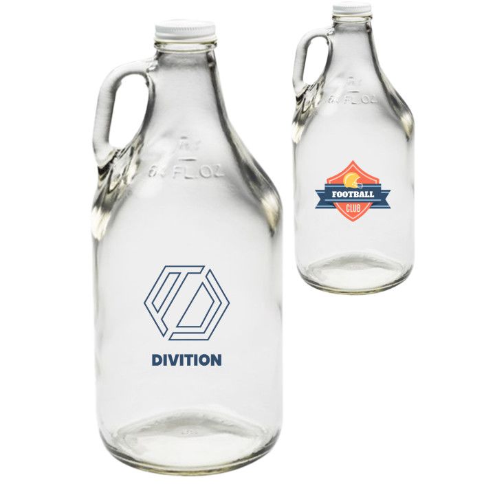 Custom 64 oz Clear Glass Growler