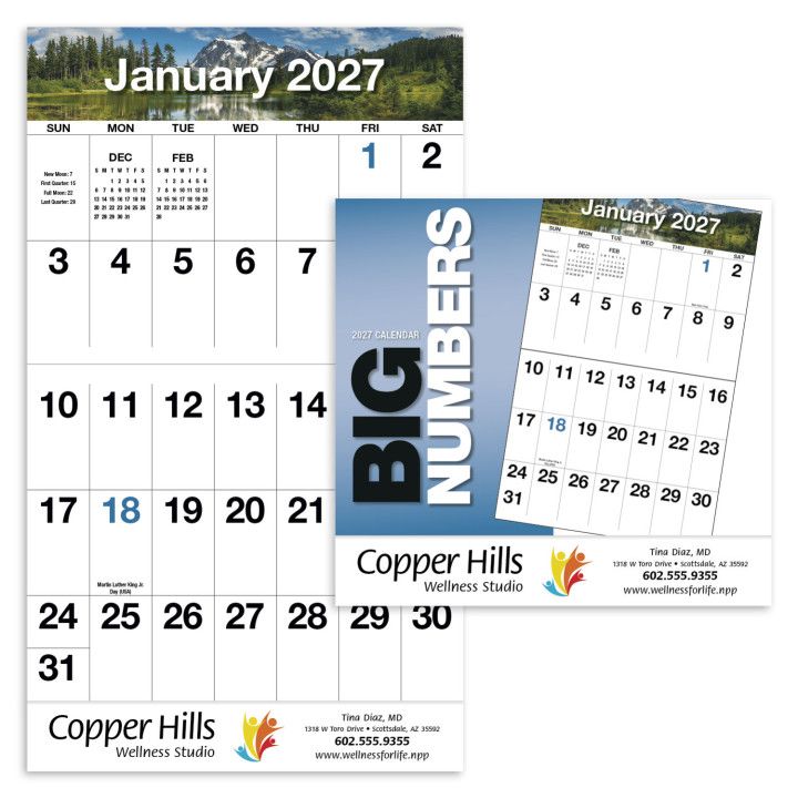 Custom Big Numbers Appointment Calendar - Stapled