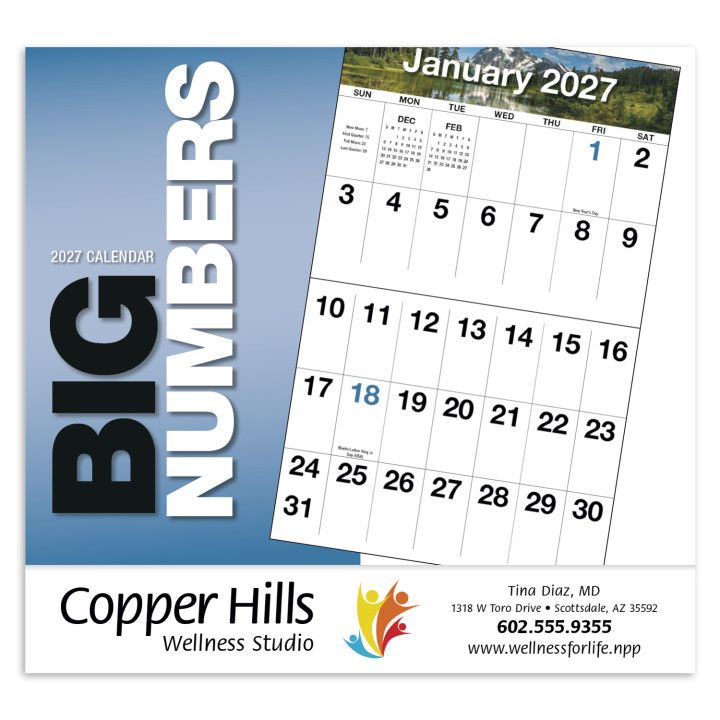 Custom Big Numbers Appointment Calendar - Stapled