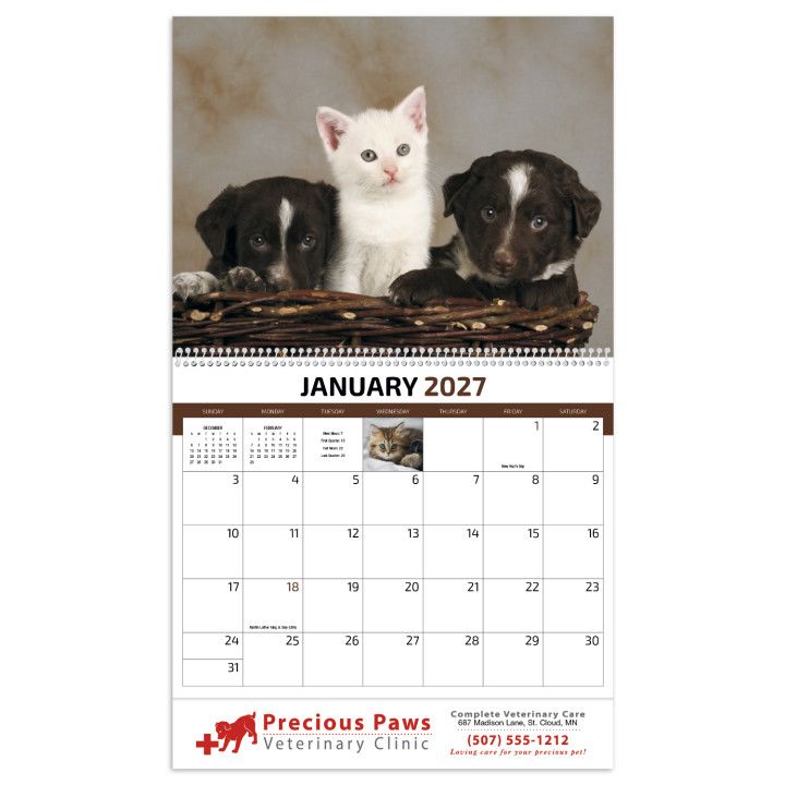 Custom Four Paws Appointment Calendar - Spiral