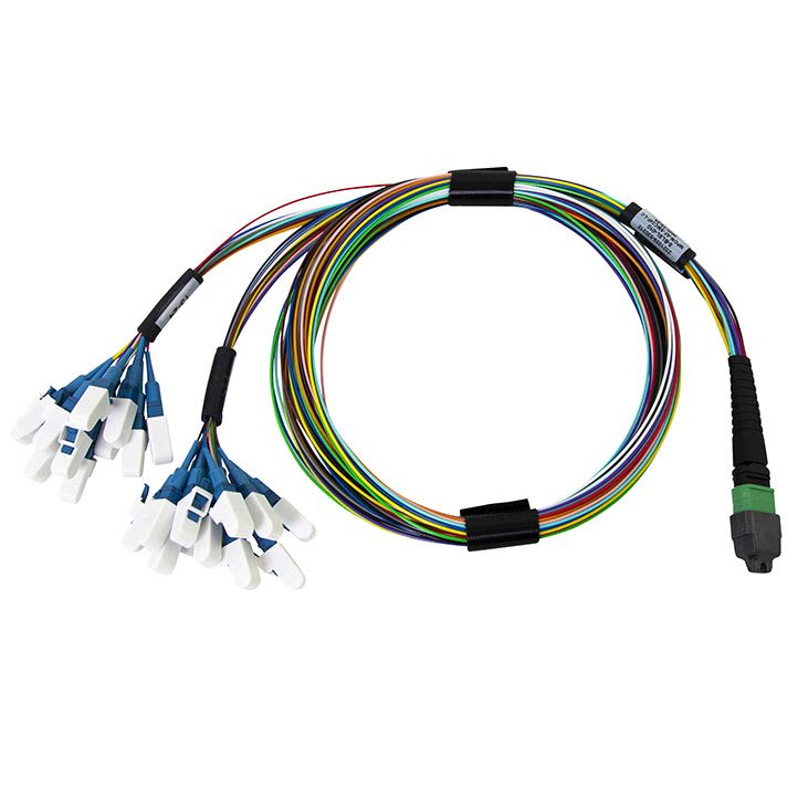 MPO Fan-out fiber optic cables, 24 x OS2/900 MPOAM - LC/PC, 1.0 m Foss ...