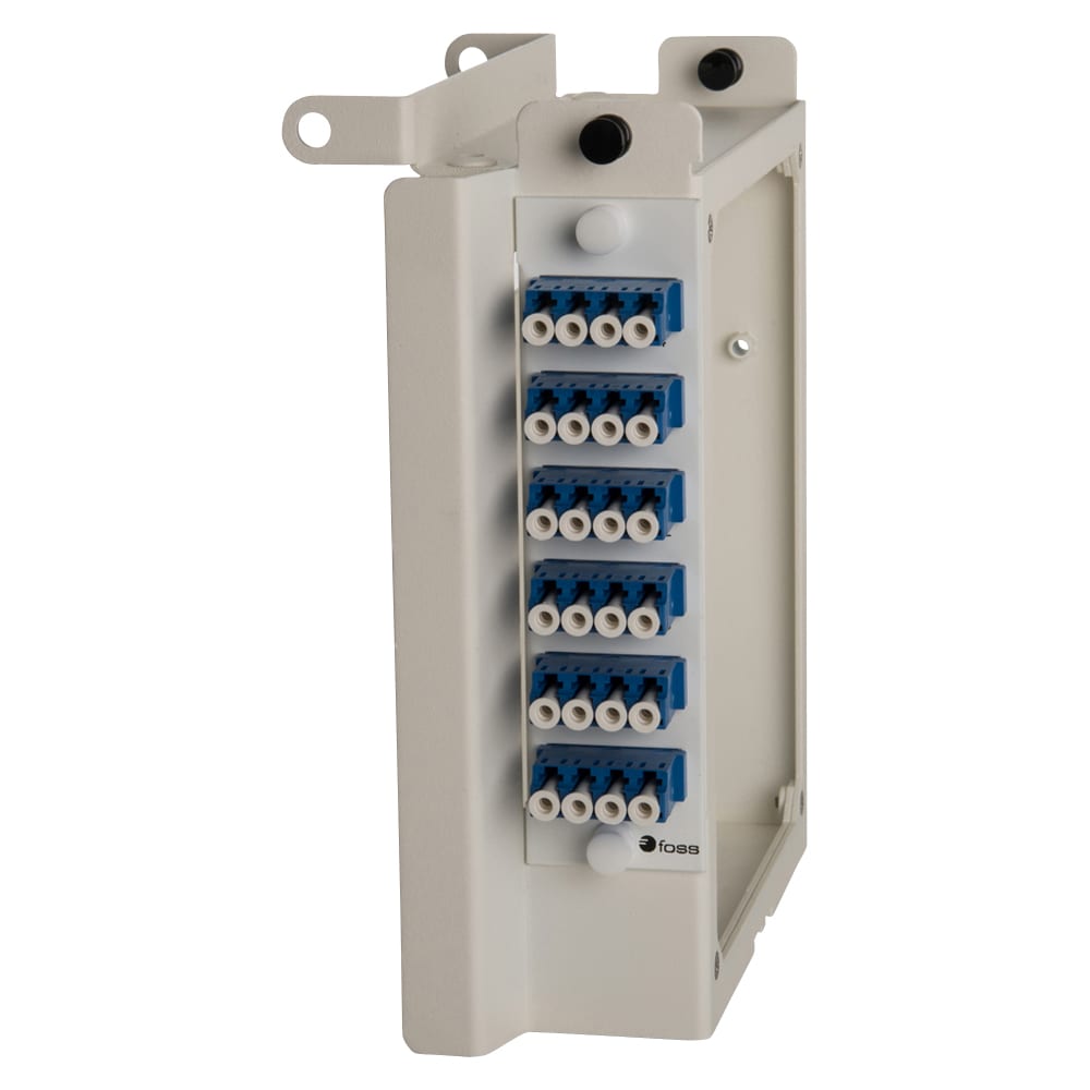 Veggboks DIN påbygningsboks, 12 SC/PC, fiberhaler, SM Foss AS