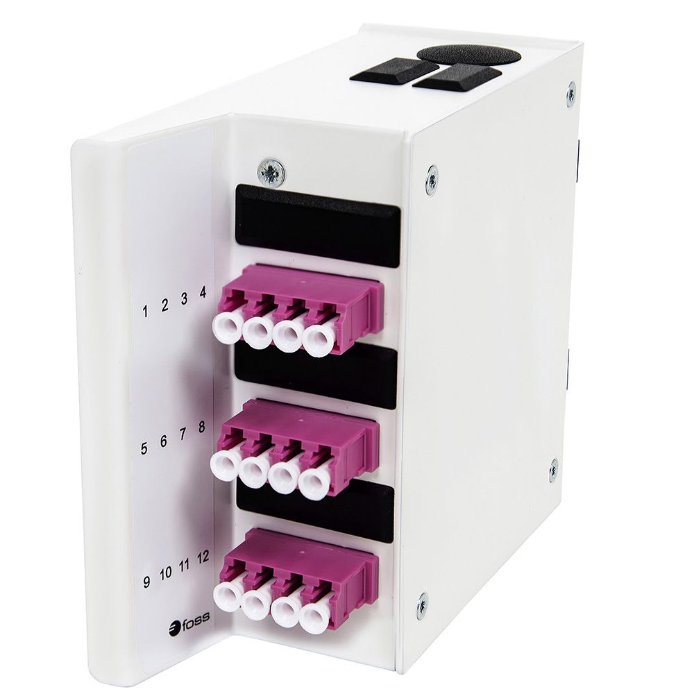 Veggboks DIN MINI, 12xLC-1x12 MPOM OM4, A Foss AS