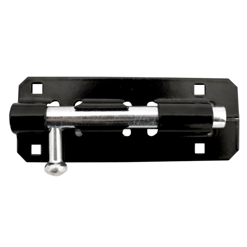 BARREL BOLT STANDARD 100MM BLACK - 100X42X1.50MM - SHOOT 12MM | Fowkes Bros